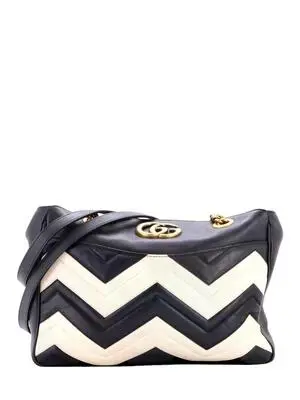 Gucci Gg Marmont Matelassé Leather Chain Shoulder Bag - Black