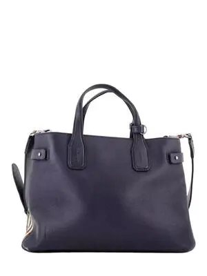 Burberry Banner Leather Medium Tote Bag - Blue