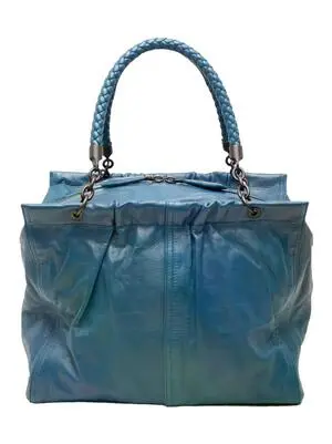 Bottega Veneta Nappa Intrecciato Trimmed Handbag - Blue