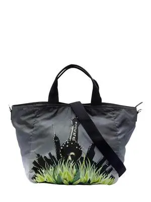 Prada Tessuto City And Jungle Print Tote Satchel - Grey