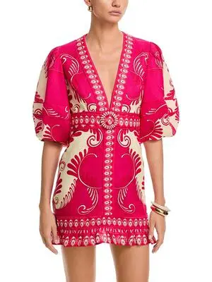 Farm Rio Arabesc Mini Dress - Spring Arabesc Pink
