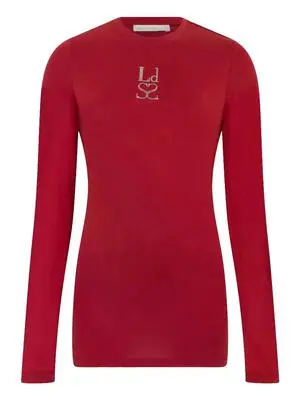 LUDOVIC DE SAINT SERNIN Logo Embellished Long Sleeve T-shirt - Red