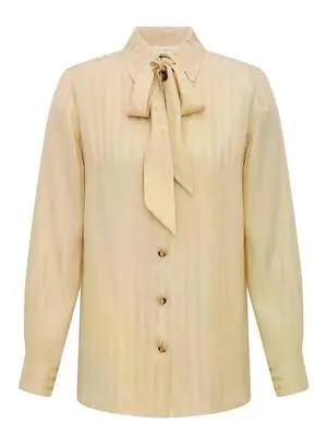 ZIMMERMANN Zimmermann Beige Striped Pussy-Bow Shirt
