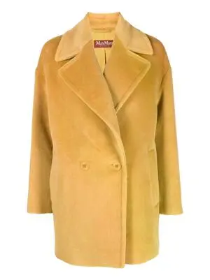 Max Mara Gio Alpaca Wool Blend Coat - Yellow