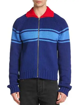 Marni Zip Front Cardigan Sweater - Ocean