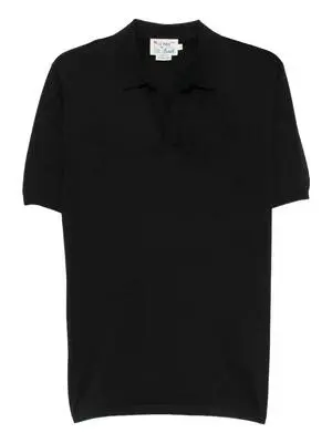 MC2 SAINT BARTH Half-button Polo-collar T-shirt - Black
