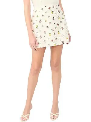 Ted Baker London Floral Print Cotton Mini Skirt - Vanilla Ice