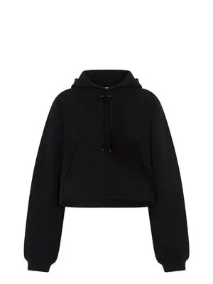 THE MANNEI Cropped Drawstring Hoodie - Black