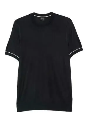 BOSS Contrast Trim Short-sleeve Sweater - Black