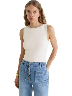 REISS Trinny Modal-cotton Sheer-trim Ruched Vest - White
