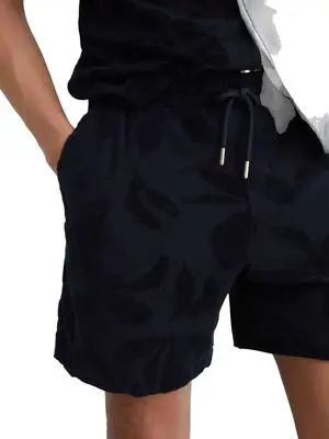 REISS Voss Towelling-jacquard Drawstring Shorts - Navy