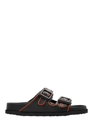 BIRKENSTOCK Arizona Buckle-fastening Leather Slides - Black