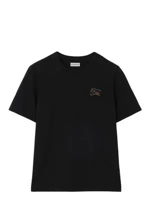 Burberry Knight Check Cotton T-shirt - Black