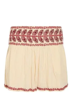 Isabel Marant Embroidered Cotton Mini Skirt - Beige