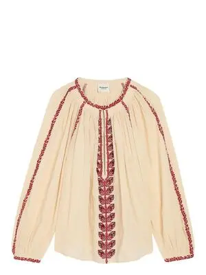 Isabel Marant Lena Embroidered Cotton Blouse - Beige