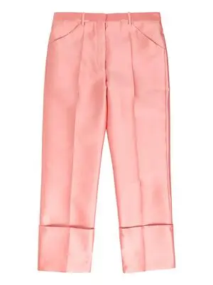 Calvin Klein Eva Turn-up Duchess Satin Trousers - Pink