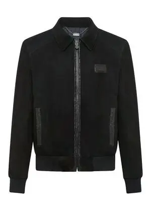 BILLIONAIRE Logo Patch Bomber Jacket - Black