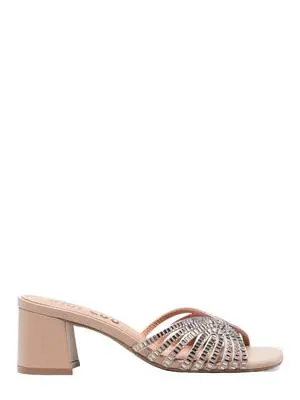 BIBI LOU Serabi Embellished Leather Sandals - Neutrals