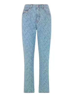 DIESEL® Monogram Print Straight-leg Jeans - Blue