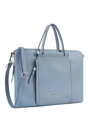 PIQUADRO Expandable Leather Laptop Bag - Blue