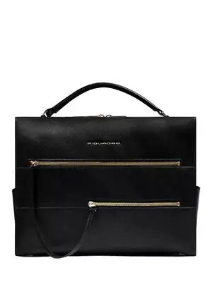 PIQUADRO Leather Laptop Bag - Black