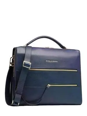 PIQUADRO Grained Leather Laptop Bag - Blue