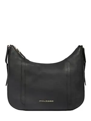PIQUADRO Logo-lettering Leather Crossbody Bag - Black