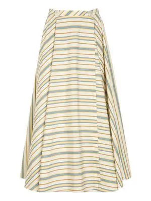 Thierry Colson Audrey Striped Cotton Midi Wrap Skirt - Yellow