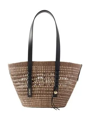 Loewe LOEWE Paula's Ibiza Braided Raffia Tote Green