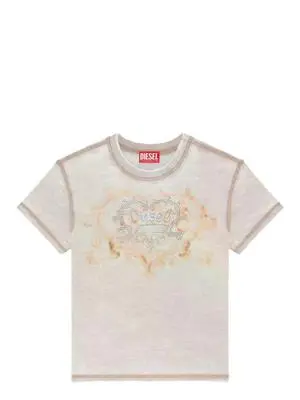 DIESEL® Rhinestone Embellished Burnout Effect T-shirt - Neutrals