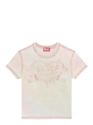 DIESEL® Rhinestone Embellished Burnout Effect T-shirt - Neutrals
