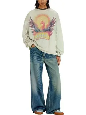 DIESEL® Long Sleeve T-shirt With Phoenix Graphic - Neutrals