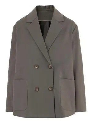 F.IT Stretch Cotton Double Breasted Jacket - Grey