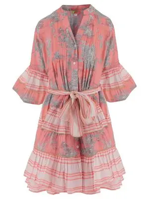PEP'S CANNES Floral Print Cotton Dress - Red