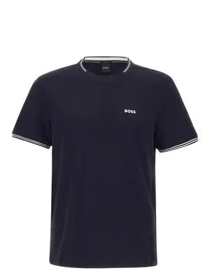 Hugo Boss Stretch Cotton T Shirt With Logo - Blue