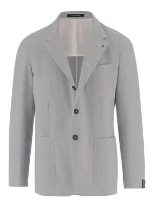 Tagliatore Single Breasted Striped Cotton Blend Jacket - Red
