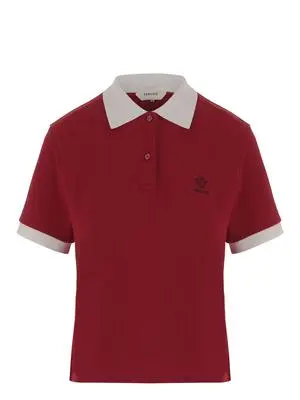 Versace Cotton Polo Shirt With Logo - Red