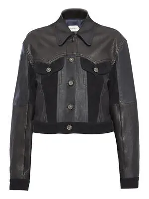 Versace Leather Jacket With Suede Inserts - Black