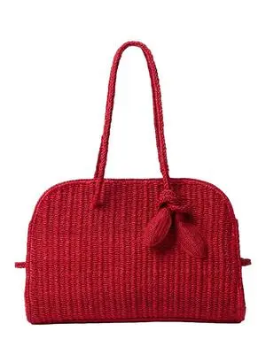 Jacquemus Raffia Bowling Bag With Knotted Detail - Red