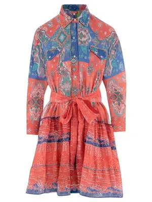 PEP'S CANNES Cotton Dress With Geometric Print - Red
