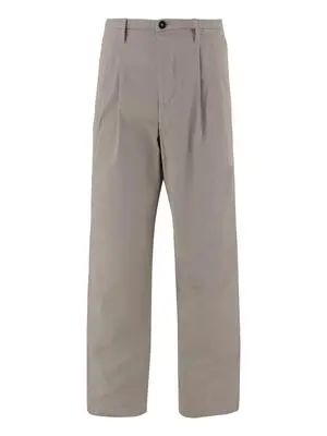 C.P. COMPANY Loose Fit Cotton Gabardine Pants - Grey
