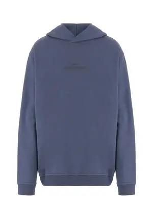 MAISON MARGIELA Cotton Hoodie With Embroidered Logo - Blue
