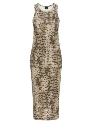 Pinko Stretch Cotton Dress With Animal Print - Red