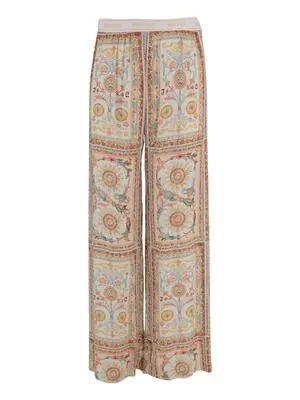 Just Cavalli Floral Print Viscose Wide Leg Pants - Multi