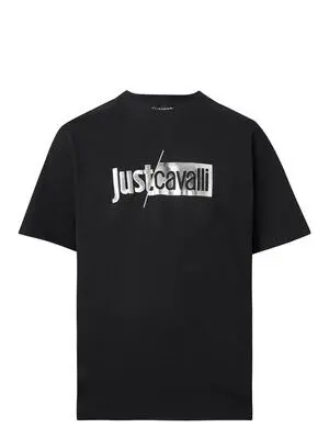 Just Cavalli Cotton T Shirt With Logo - Black