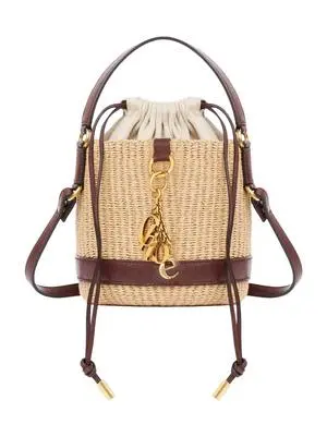 Chloé Raffia And Leather Bucket Bag - Red