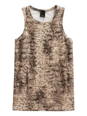 Pinko Stretch Cotton Tank Top With Animal Print - Red