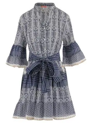 PEP'S CANNES Cotton Dress With Geometric Pattern - Red