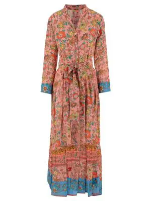 PEP'S CANNES Floral Print Cotton Dress - Red