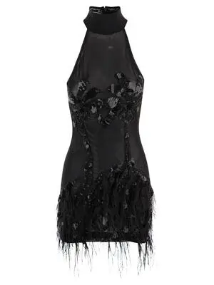 JUST CAVALLI Just Cavalli Technical Jersey Dress With Feathered Details